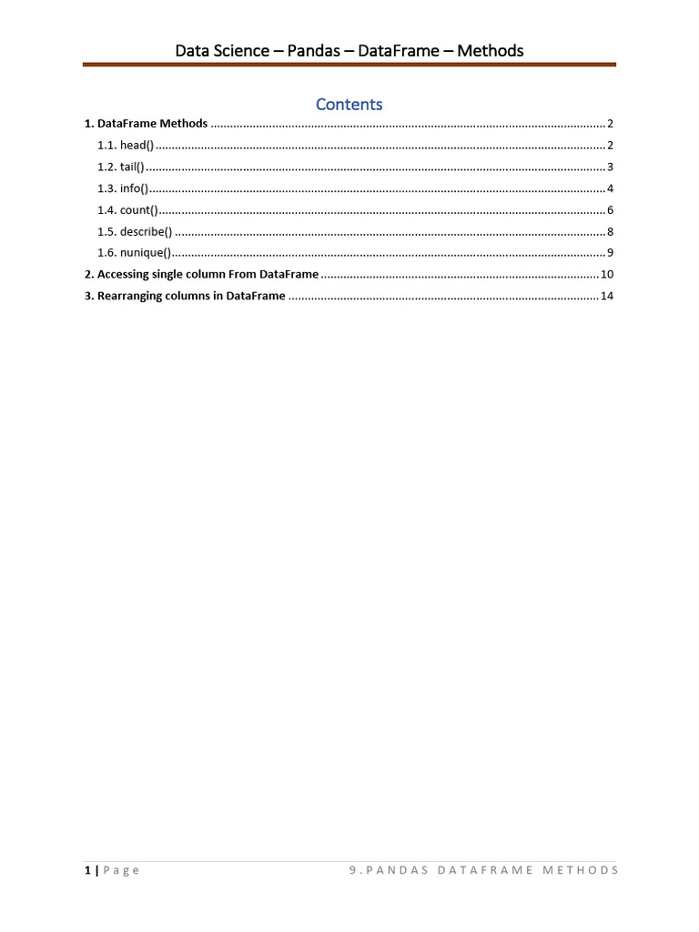 9. Pandas - Dataframe - Methods | PDF | Comma Separated Values | Computer Programming