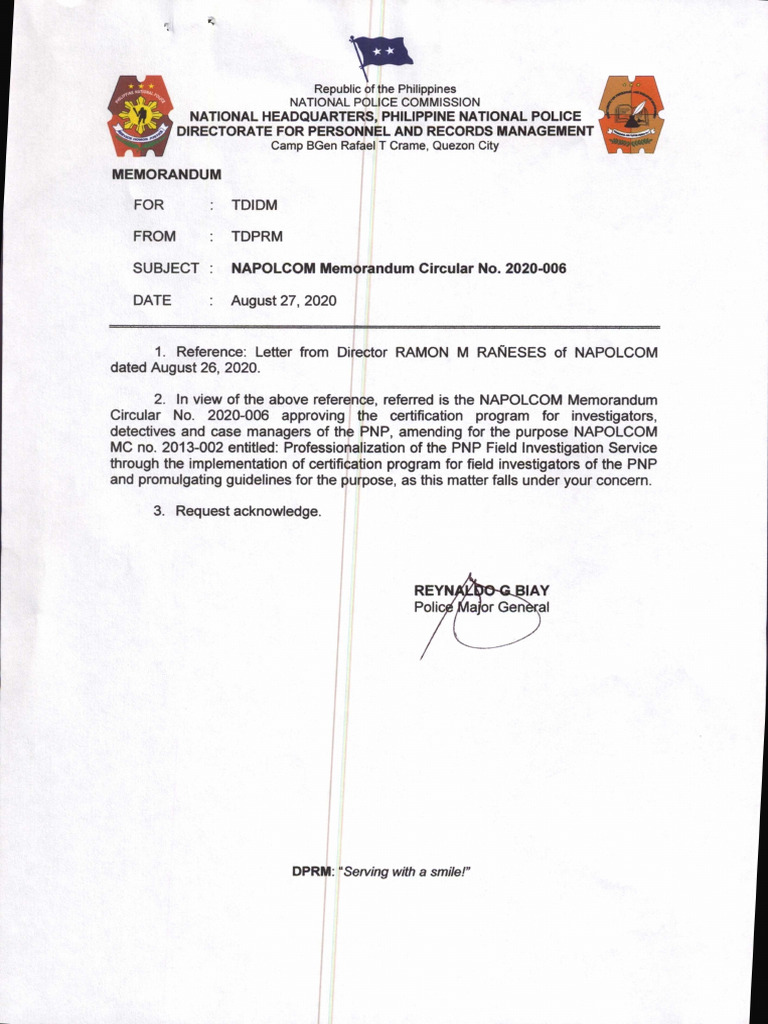 NAPOLCOM MC 2020-006: Certification Guidelines | PDF | Crimes | Crime ...