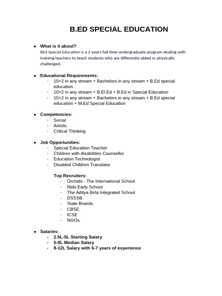 B.Ed Special Education Guide | PDF | Teaching | Social Policy