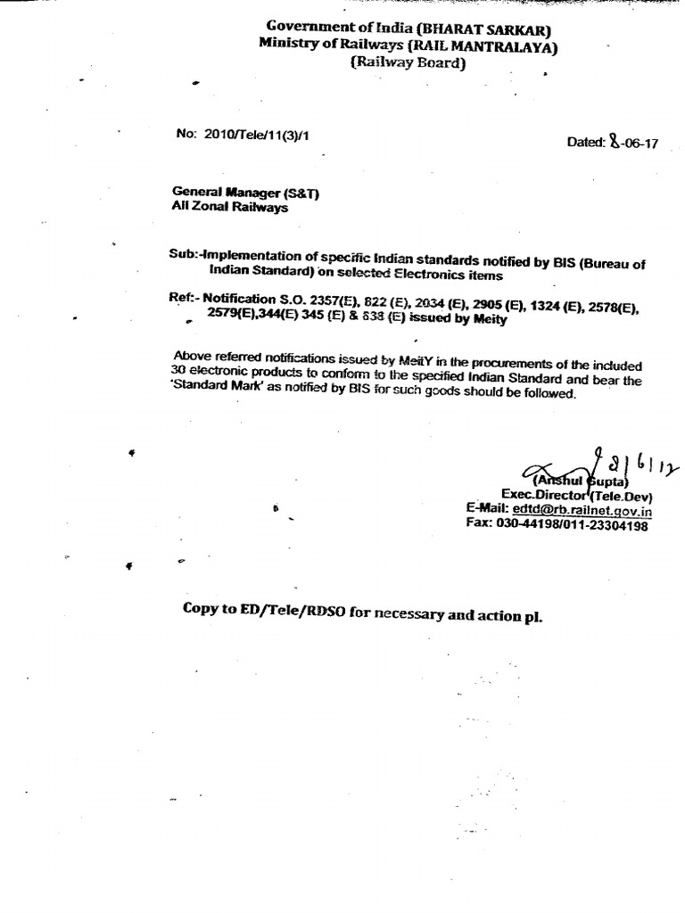 Railway Board letter | PDF