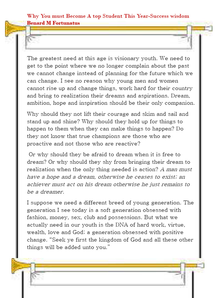 Achieving Success Through Honesty | PDF | Dream