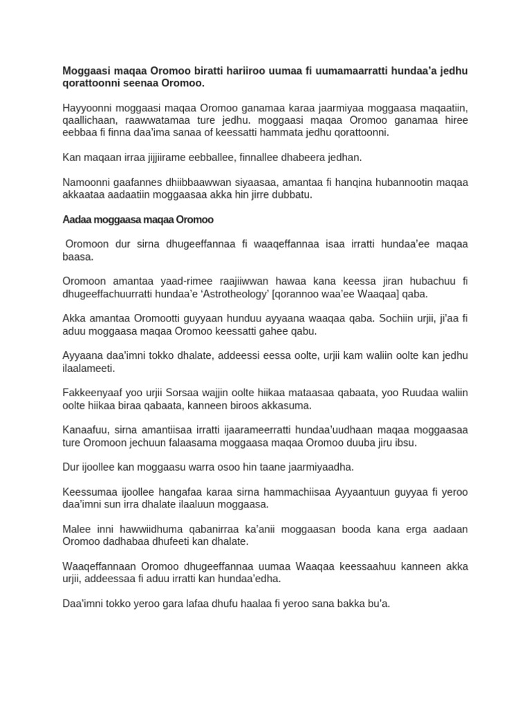Moggaasa Maqaa Oromoo | PDF
