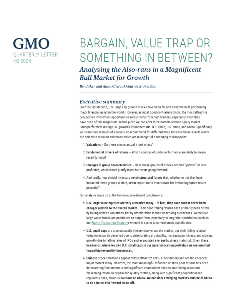 Gmo Quarterly Letter 4q 2024 | PDF | Investing | Valuation (Finance)