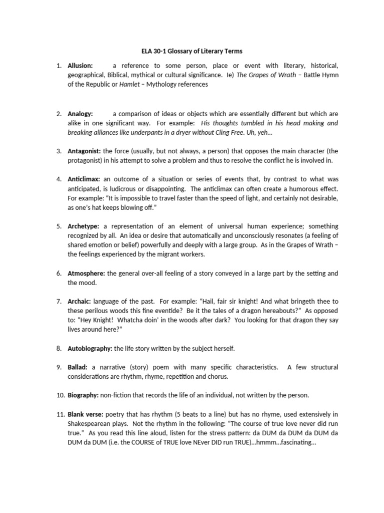 Glossary of Lit Terms | PDF | Poetry | Narrative