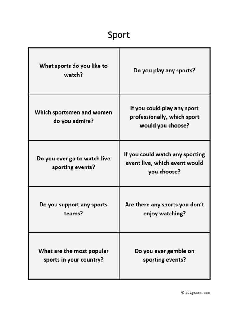 ESL Sports Conversation Questions | PDF