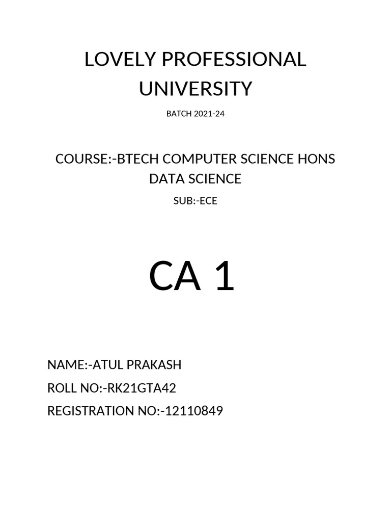 Atul Prakash 12110849 Ece Ca1 | PDF