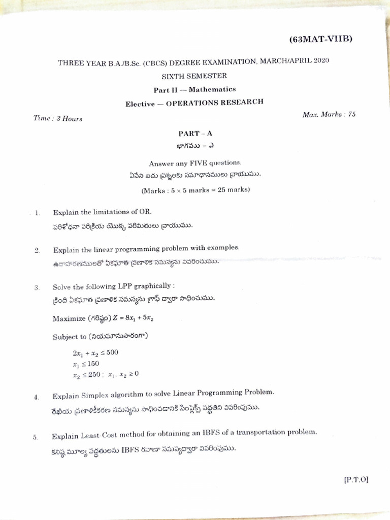 Mathematics Operation Research 63MAT VIIB | PDF | Linear Programming ...