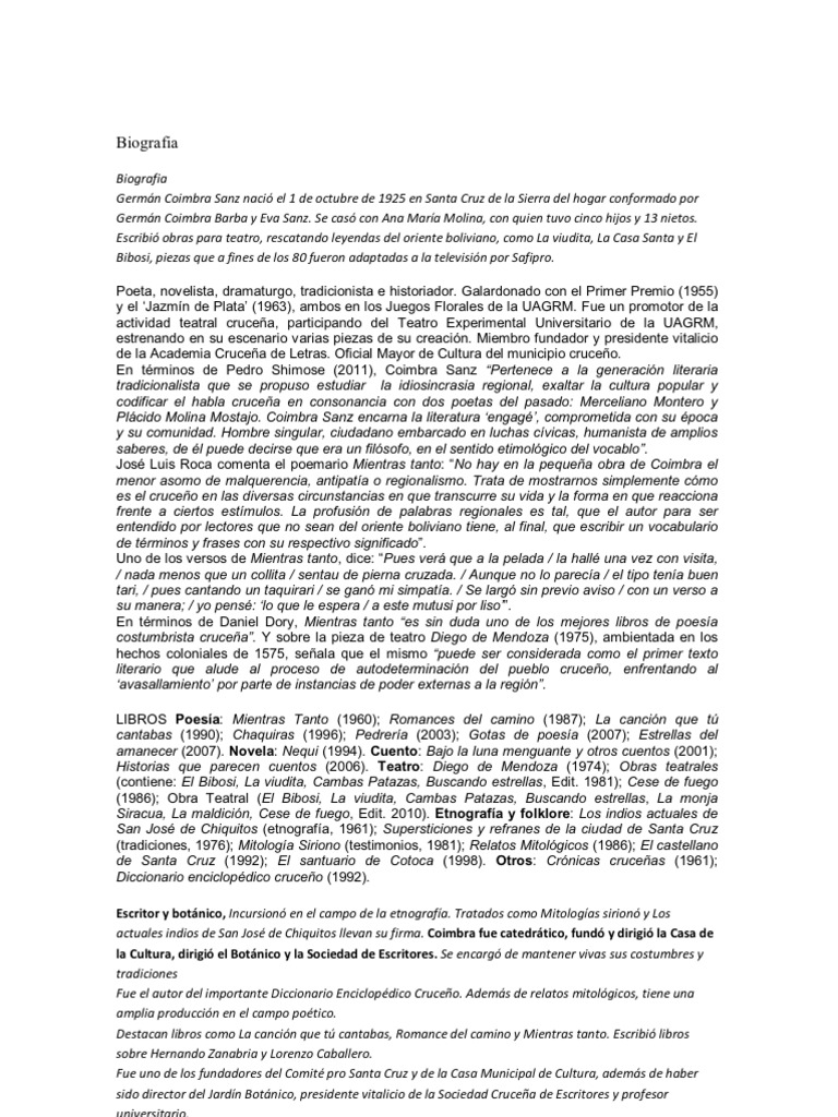 Biografia Germán Coimbra Sanz | PDF | Teatro | Poesía
