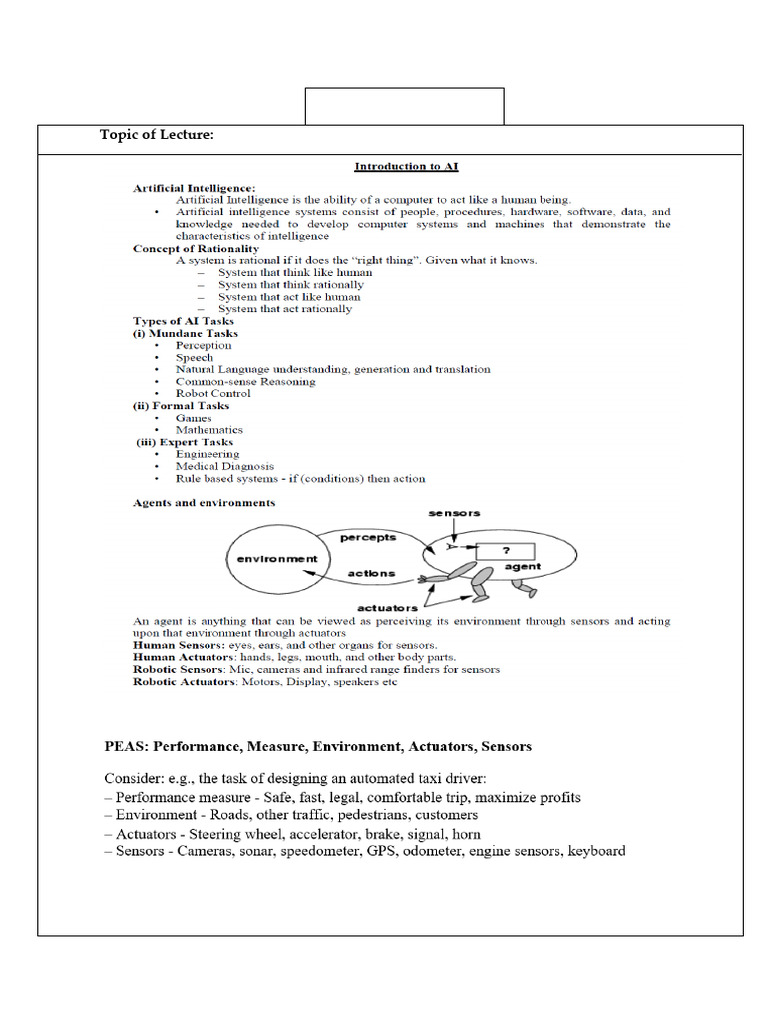 AIML LECTURE NOTES Unit 1 | PDF | Artificial Intelligence ...
