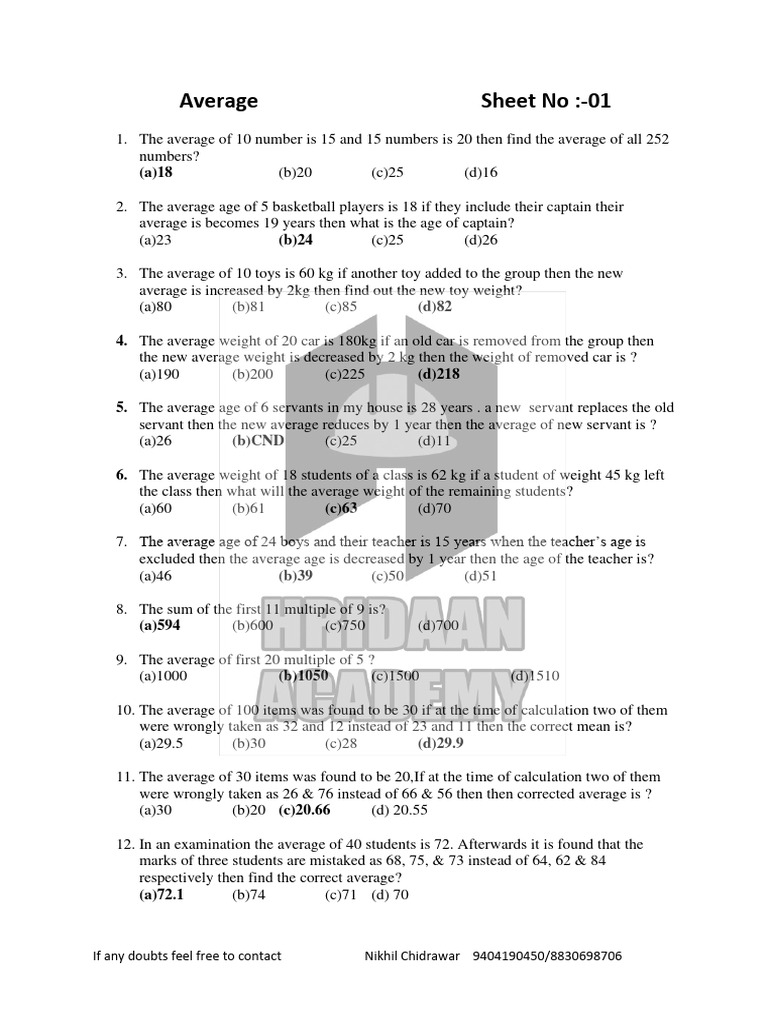 Average and Mixture Alligation | PDF | Concentration