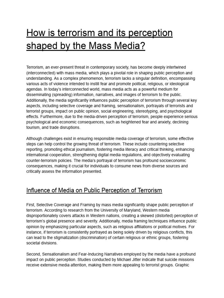 How Is Terrorism and Its Perception Shaped by The Mass Media | PDF ...