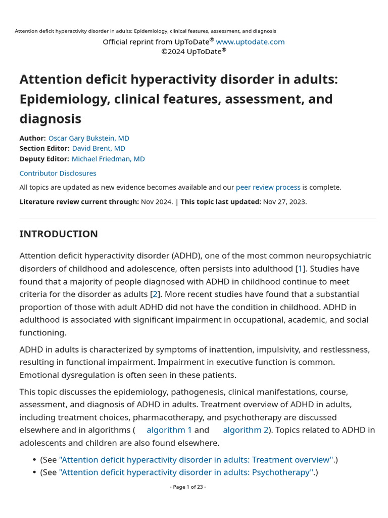 Attention Deficit Hyperactivity Disorder in Adults - Epidemiology ...