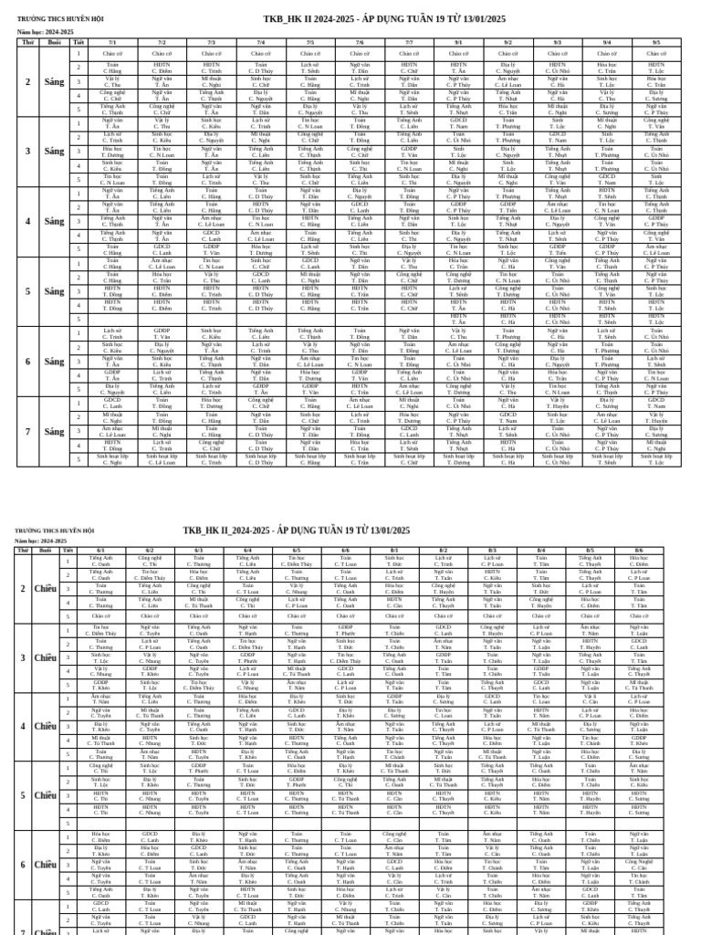 5.19 TKB - HS (Lan 8 - Tu 13-01-2025) | PDF