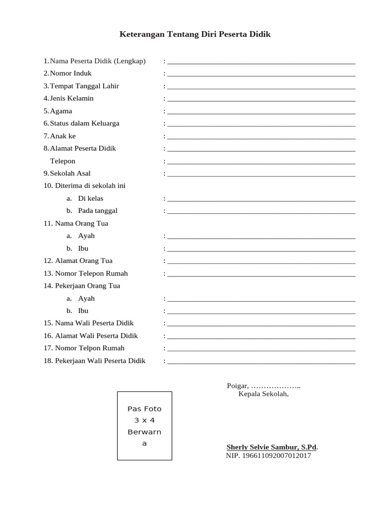 Format Identitas Rapot | PDF