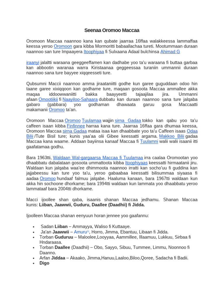 Oromoo Maccaa | PDF