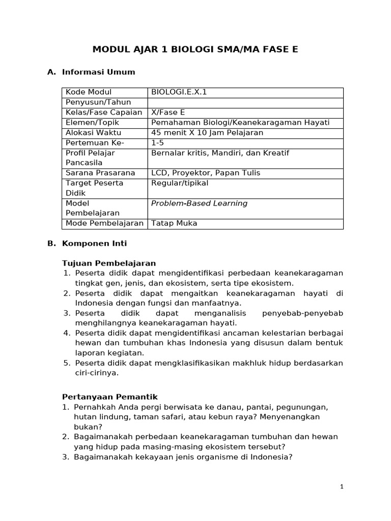Modul Ajar Biologi | PDF