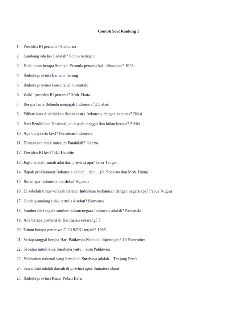 Contoh Soal Ranking 1 | PDF