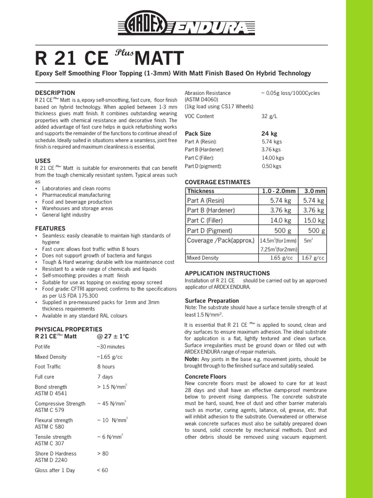 Epoxy Matt Floor Finish R 21 CE | PDF | Concrete | Epoxy
