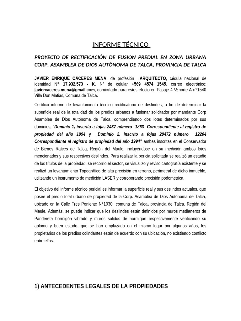 INFORME TÉCNICO FUSION PREDIAL | PDF | Datos geográficos e información | Tecnología geográfica