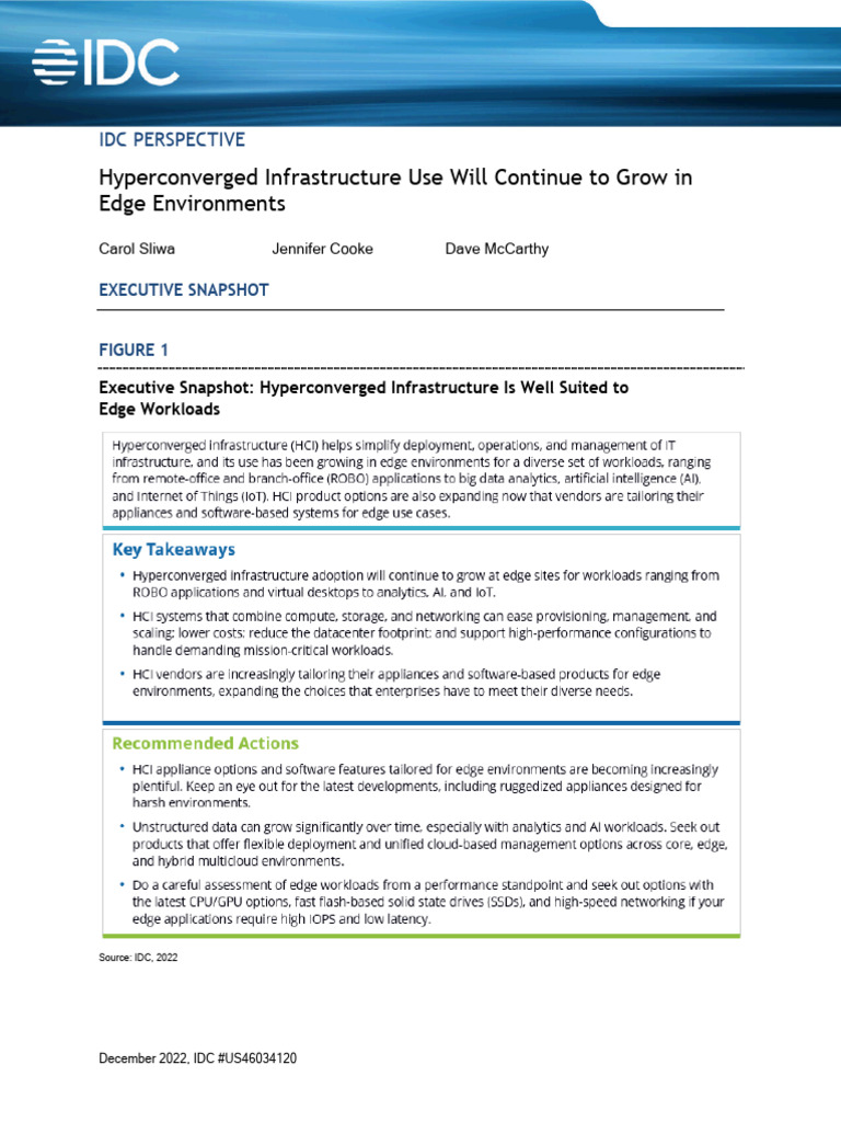 IDC PERSPECTIVE HCI Continue Grow Edge | PDF | Computer Cluster | Microsoft Azure