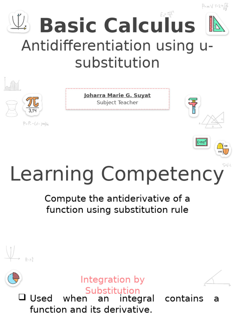 Q2 Week 3 Antiderivative Using U Substitution | PDF