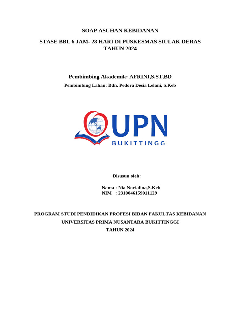 SOAP-BBL-Usia-6 Jam - 28 Hari | PDF