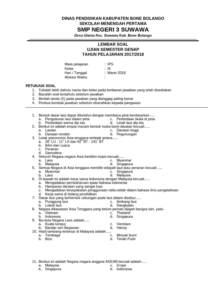 Soal Semester Genap | PDF