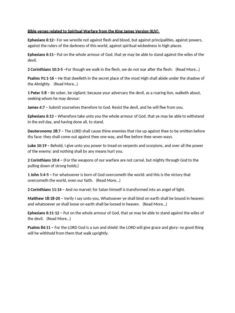 Spiritual Warfare Scriptures | PDF