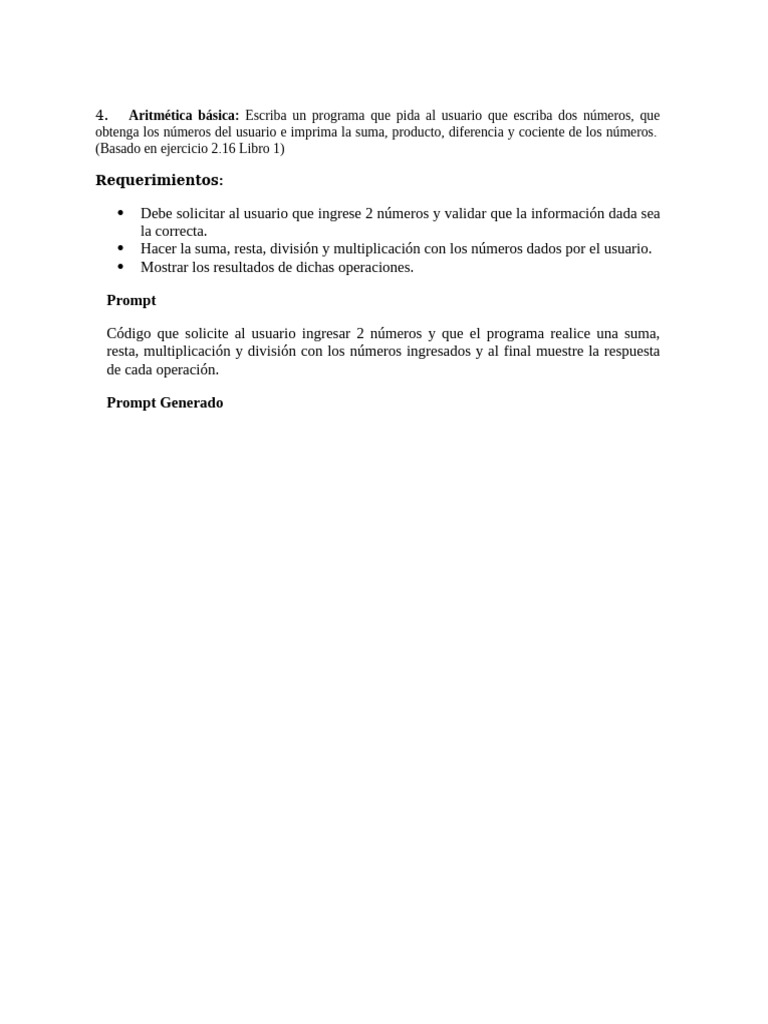 Ejercicios | PDF | Matriz (Matemáticas) | Interfaz de línea de comando