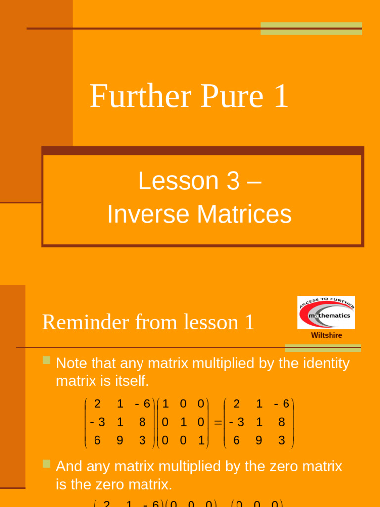 赠 fp1-inverse-matrices-lesson-3 | PDF | Matrix (Mathematics) | Determinant