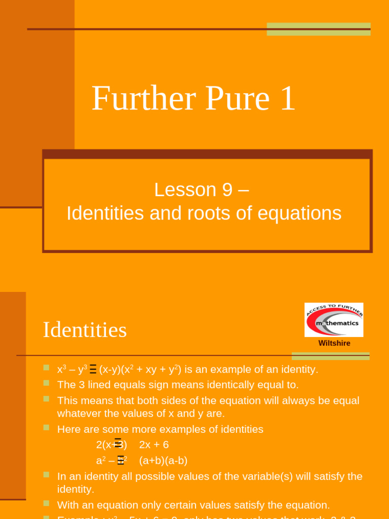 赠 fp1-identities-and-roots-of-equations-lesson-9 | PDF | Equations ...