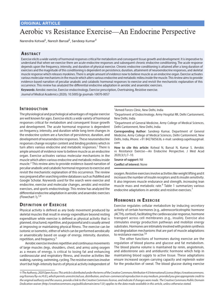 Aerobic Vs Resistance Exercise and Mdash | PDF | Skeletal Muscle ...