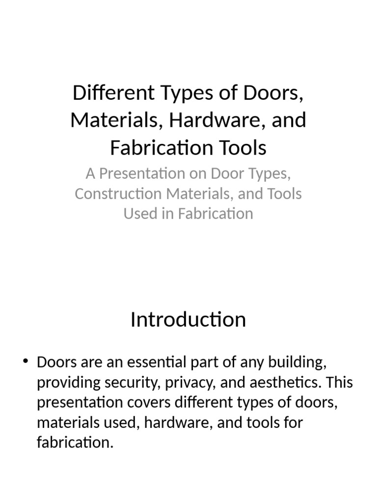 Overview of Door Types and Materials | PDF
