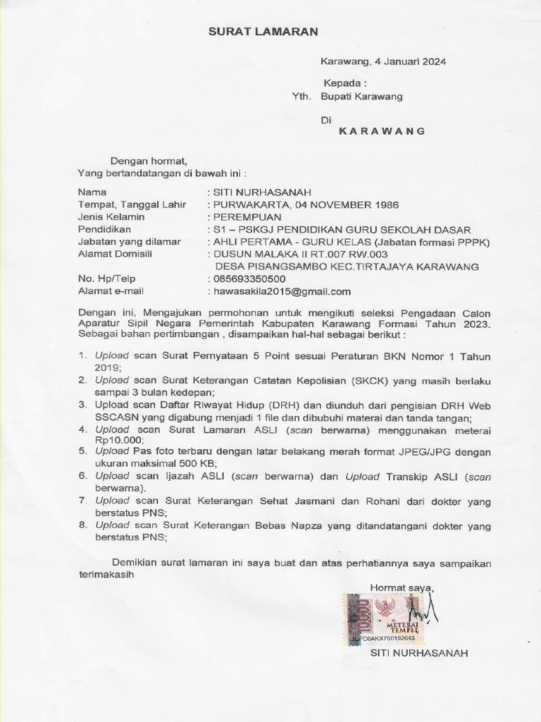 Surat Lamaran Dikompresi | PDF