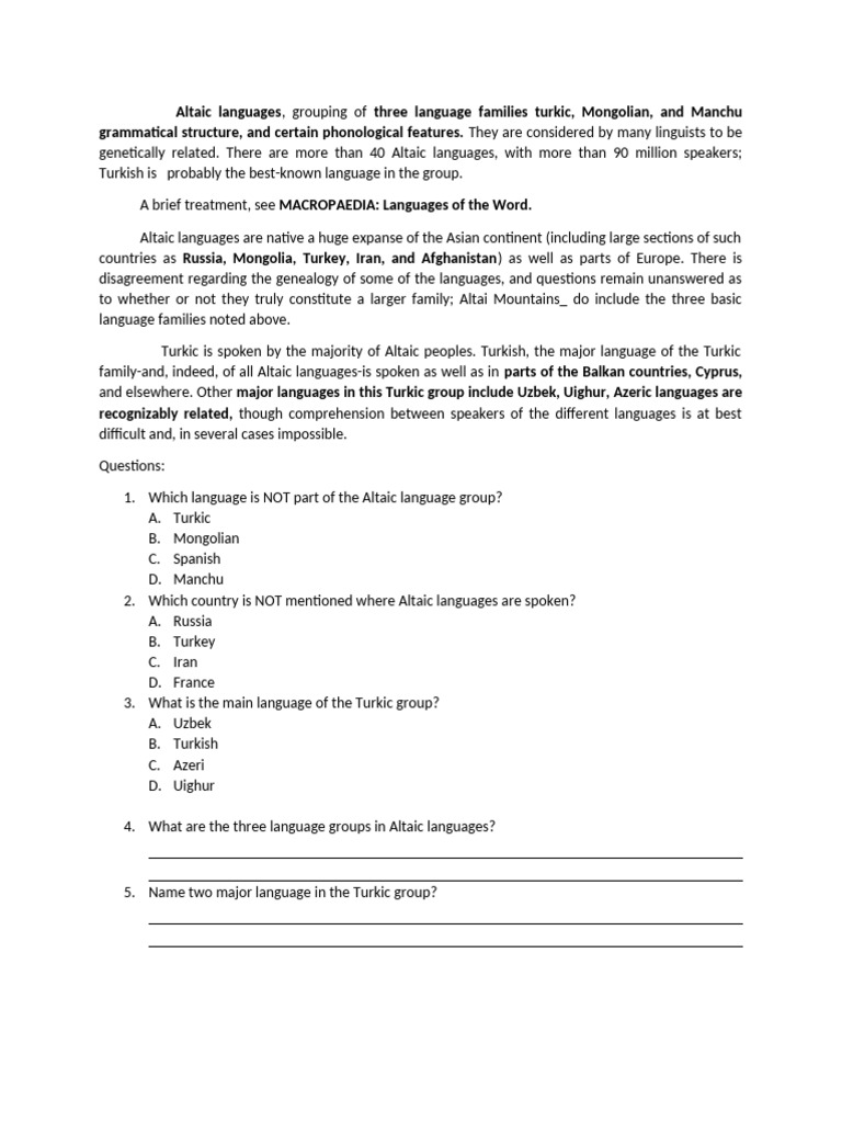 Altaic languages LENDEN NEIL (1) | PDF