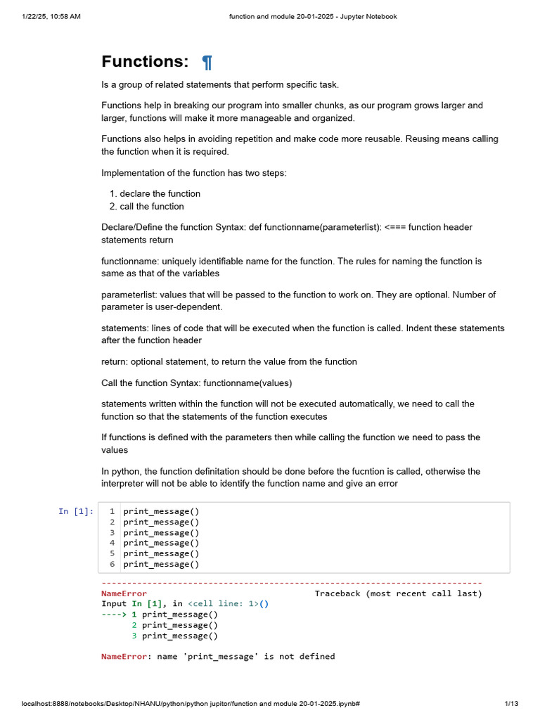Function and Module 22-01-2025 - Jupyter Notebook | PDF | Scope (Computer Science) | Anonymous ...