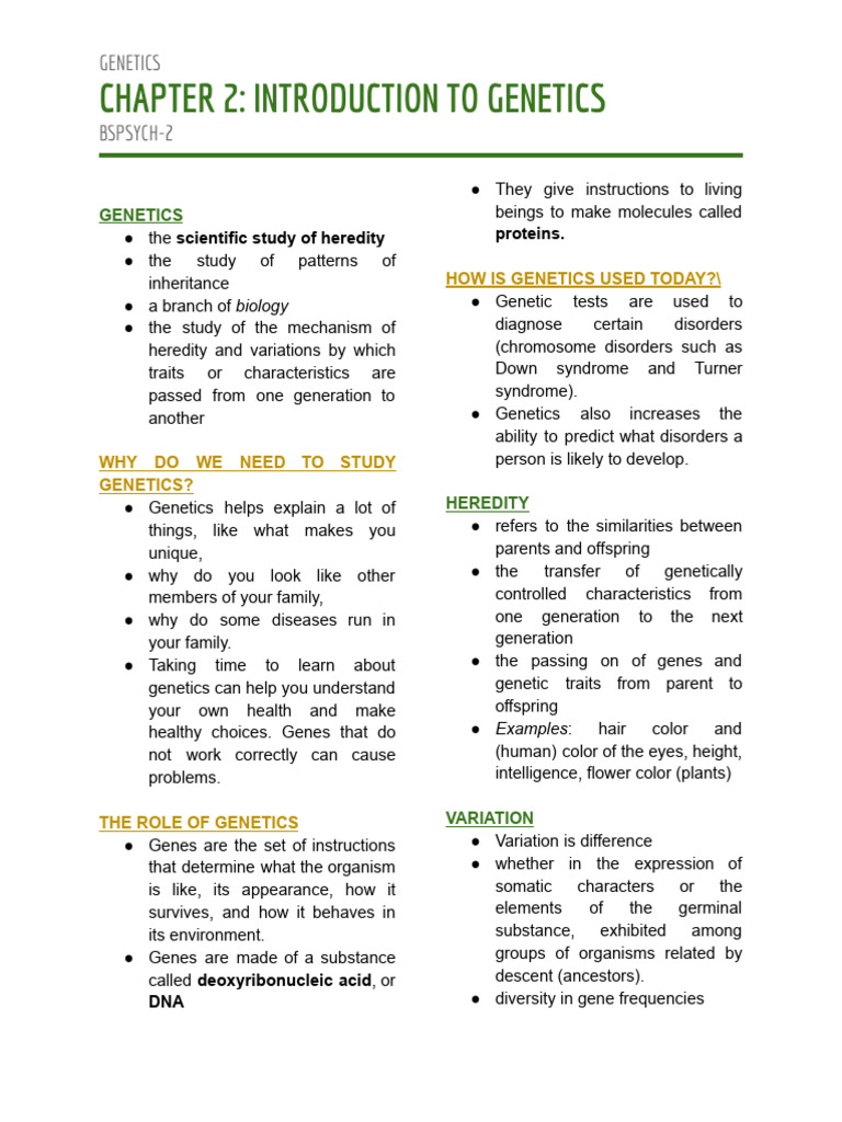 Introduction to Genetics Overview | PDF | Genetics | Dna