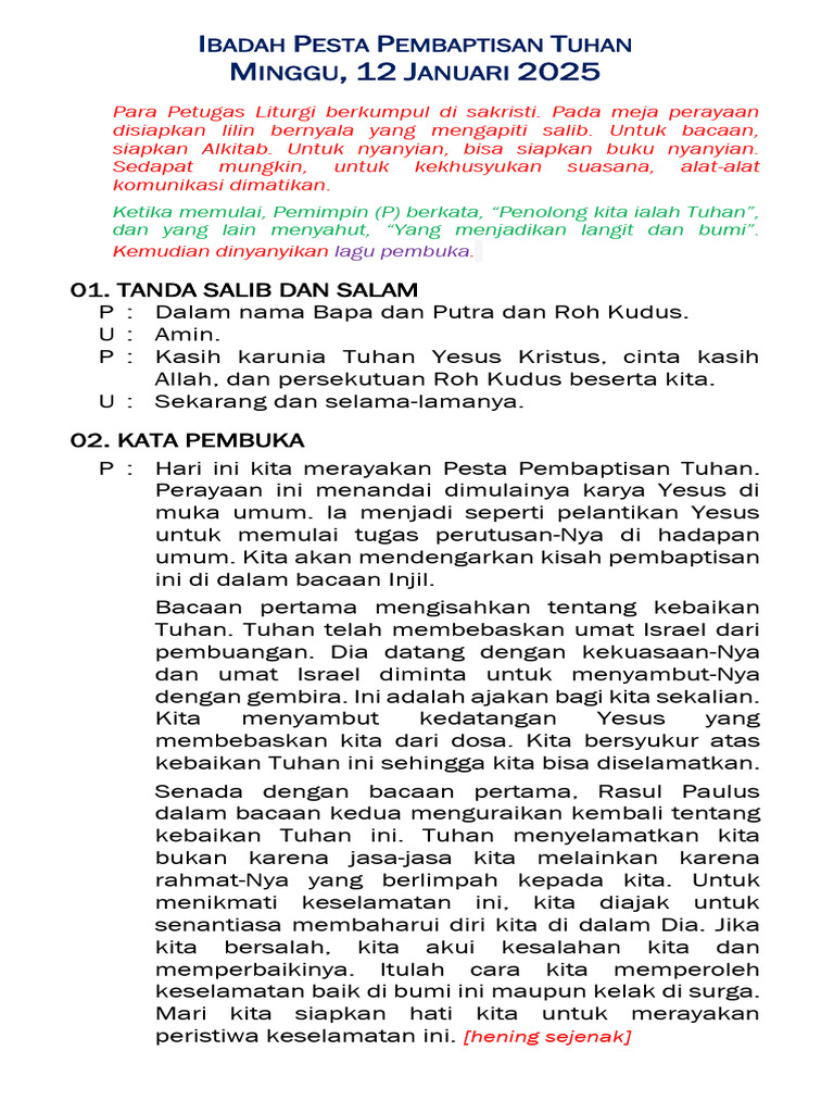 11. Ibadah Pembaptisan Tuhan 2025 | PDF
