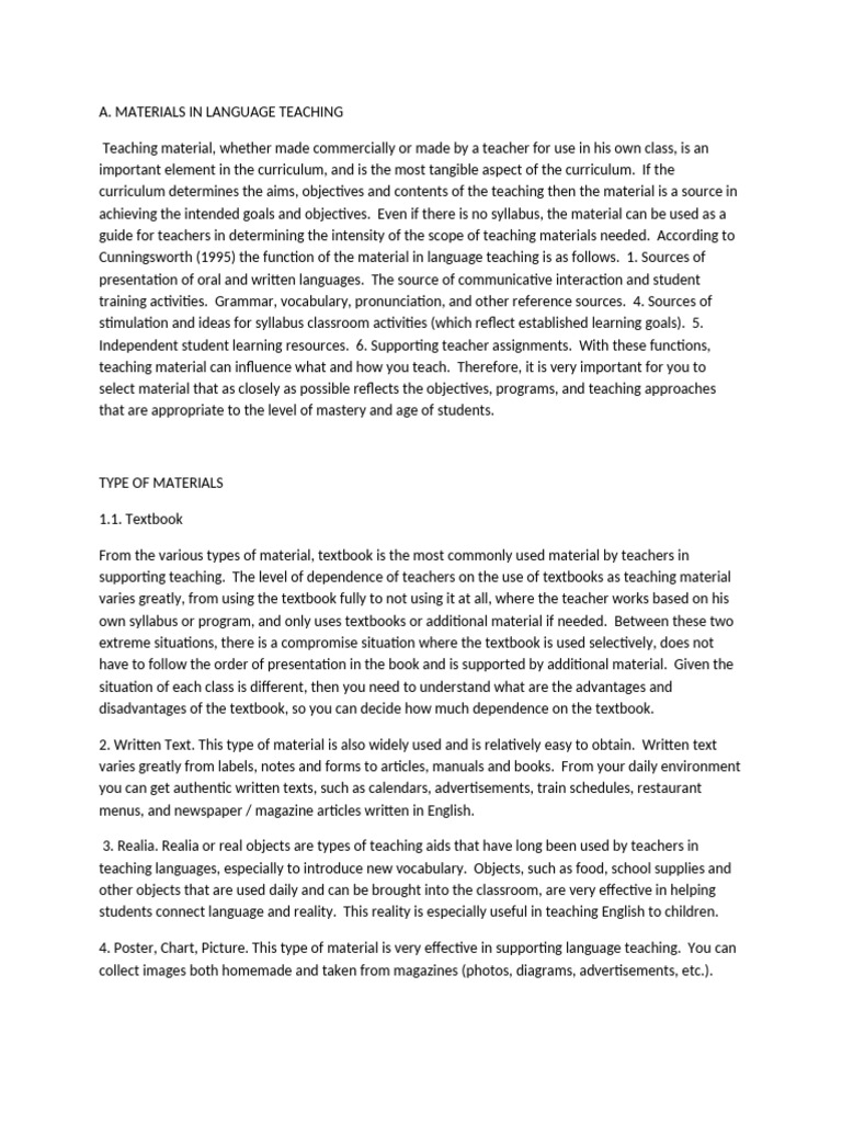 A. Materials In-Wps Office | PDF | Curriculum | Teachers