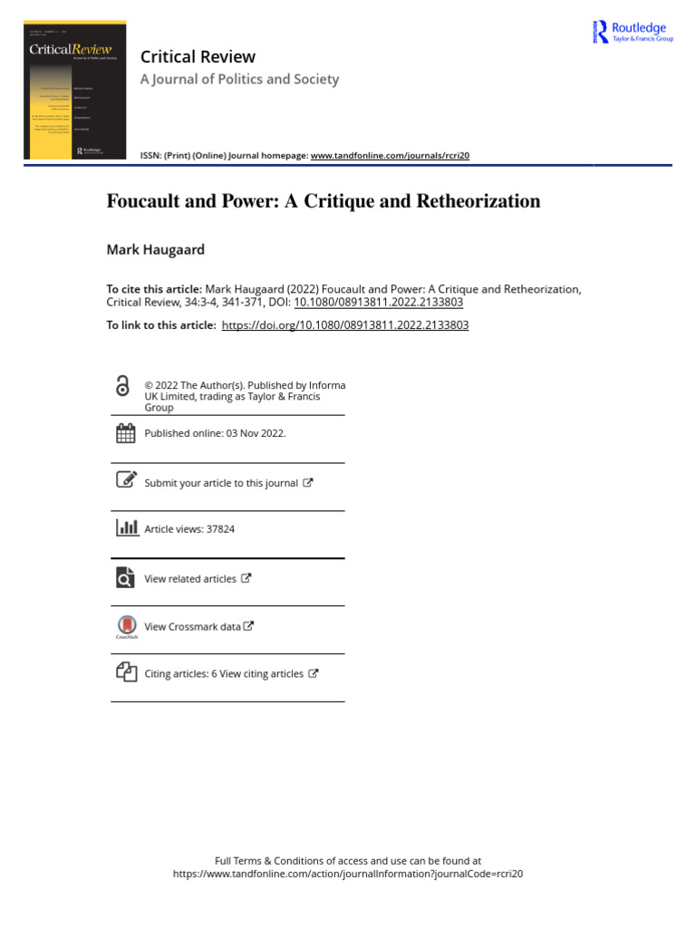 ARTIGO - Foucault and Power A Critique and Retheorization | PDF ...