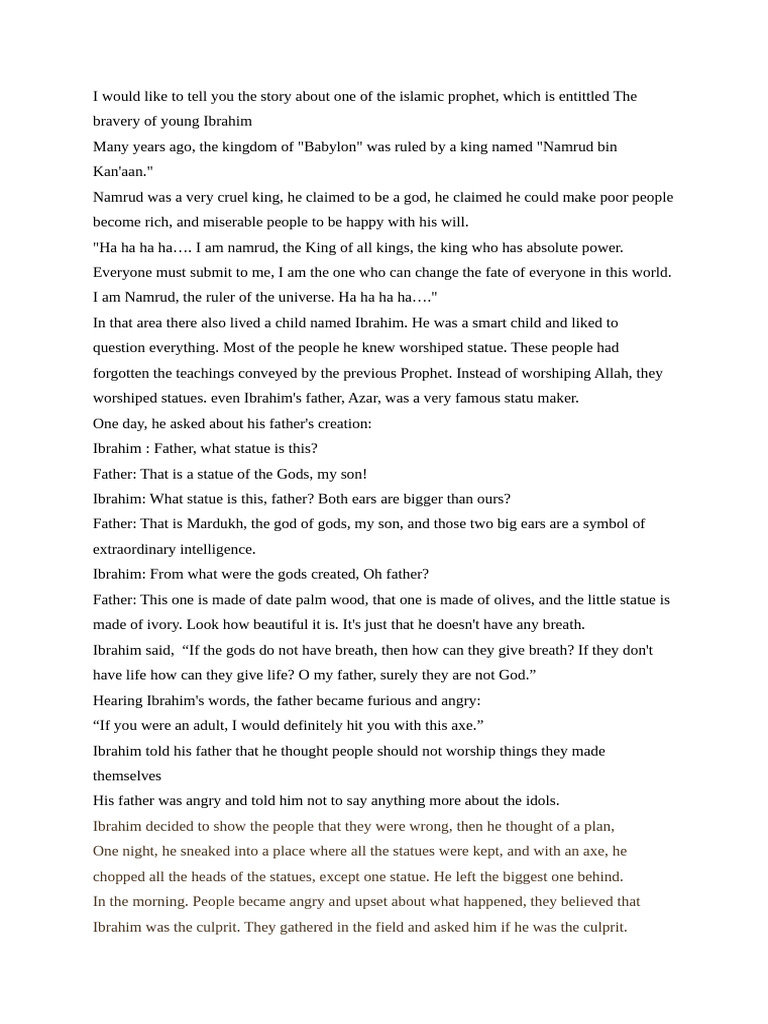 Story Telling Ibrahim | PDF | God In Islam