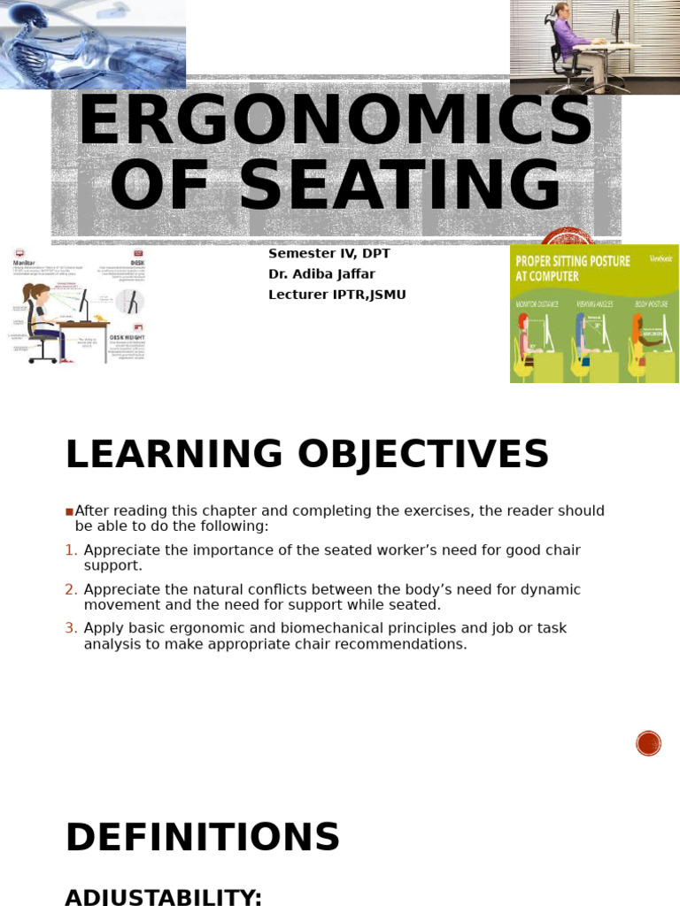 Ergonomics of Seating for Optimal Posture | PDF | Muscle | Chair