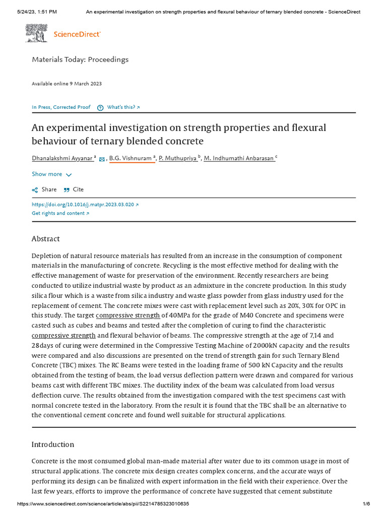 Ternary Blended Concrete Strength Study | PDF | Concrete | Cement