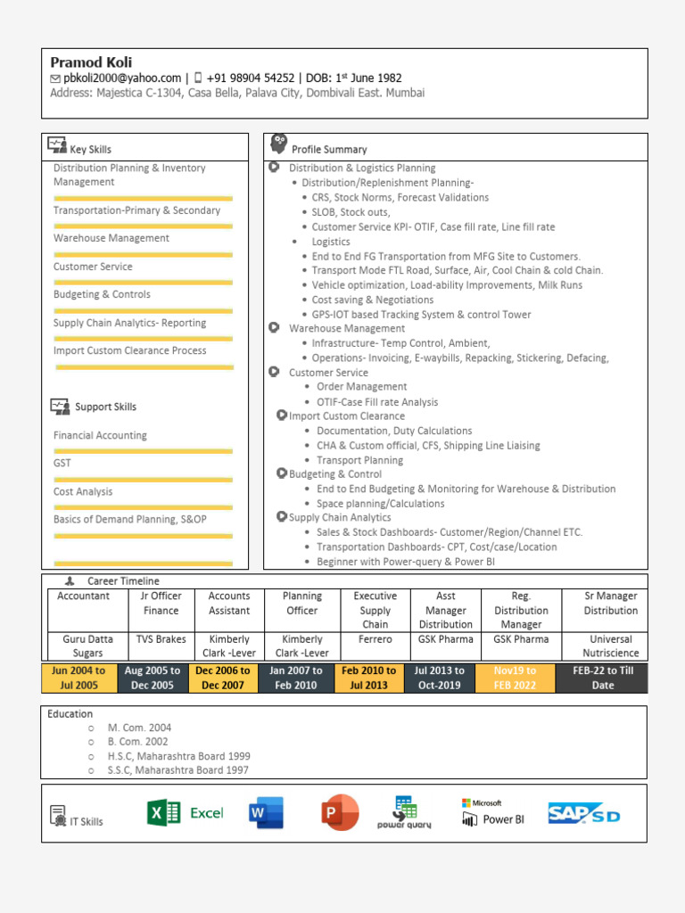 Resume Pramod Koli-2022 | PDF | Logistics | Warehouse