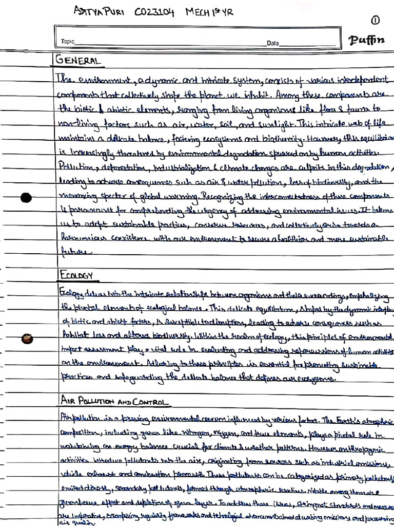 Evs Assignment by Aditya Puri Co23104 Mechanical 1st Year | PDF