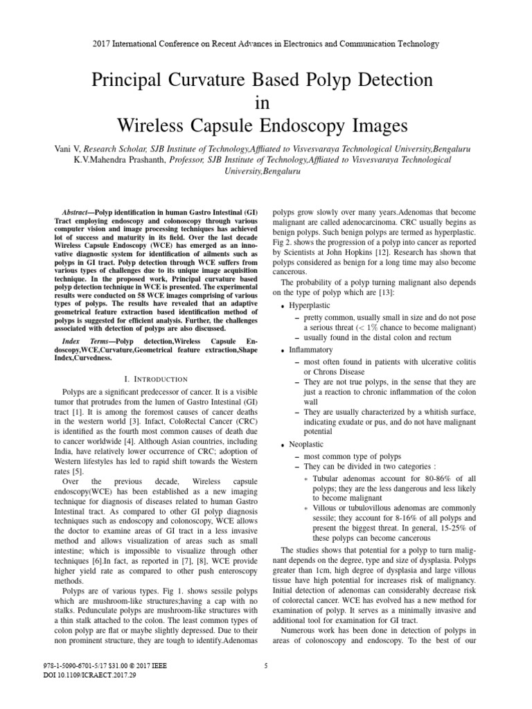 Principal Curvature Based Polyp Detection in Wireless Capsule Endoscopy Images | PDF | Medical ...