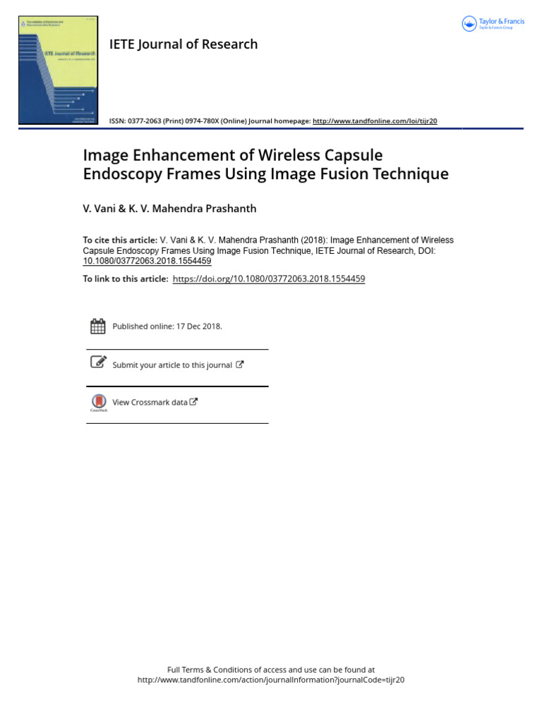 Image Enhancement of Wireless Capsule Endoscopy Frames Using Image Fusion Technique | PDF ...