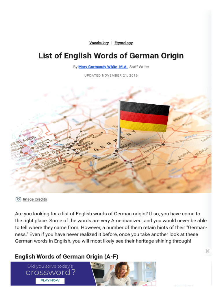 List of English Words of German Origin - YourDictionary | PDF