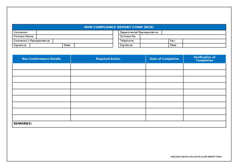 Non-Compliance Report Form | PDF