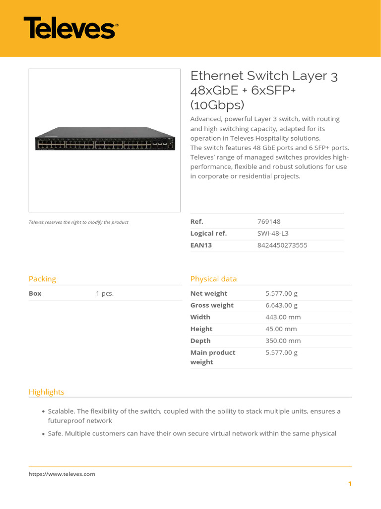 en US Product Sheet PSH01232722 | PDF | Network Switch | Computer Network